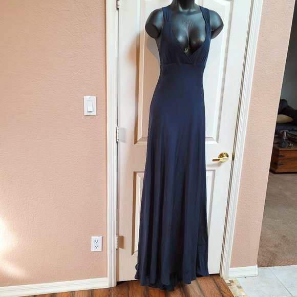 J. Crew | Dresses | J Crew Crossopen Back Lowneck Midnight Evening Gown ...